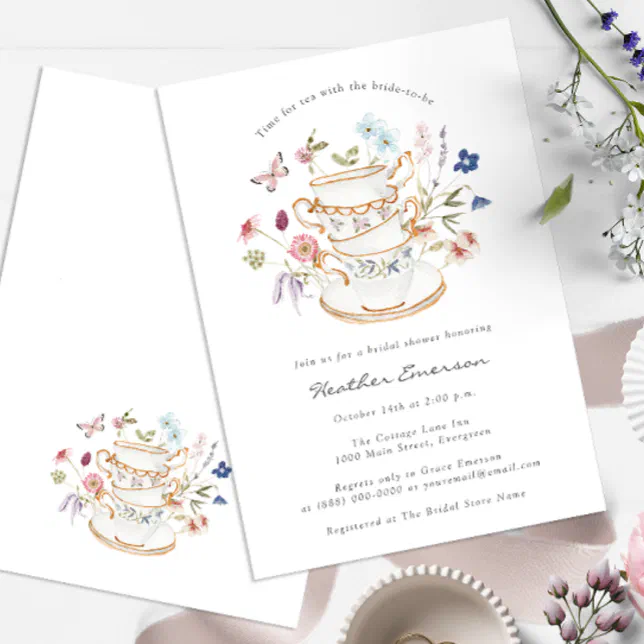 Floral Bridal Tea Invitation | Zazzle