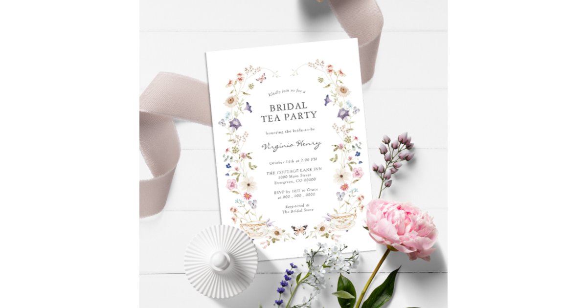 Floral Bridal Tea Party Invitation | Zazzle