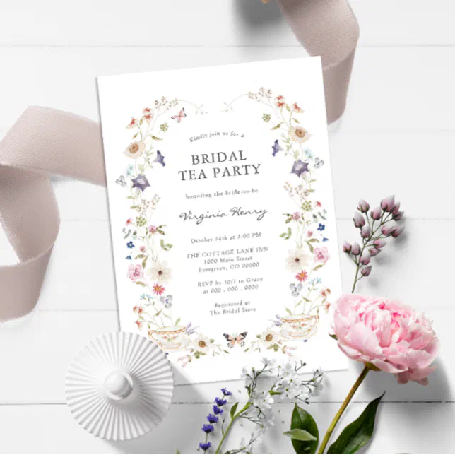Floral Bridal Tea Party Invitation | Zazzle
