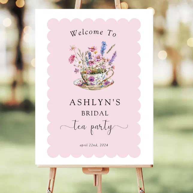 Floral Bridal Tea Party Welcome Sign | Zazzle
