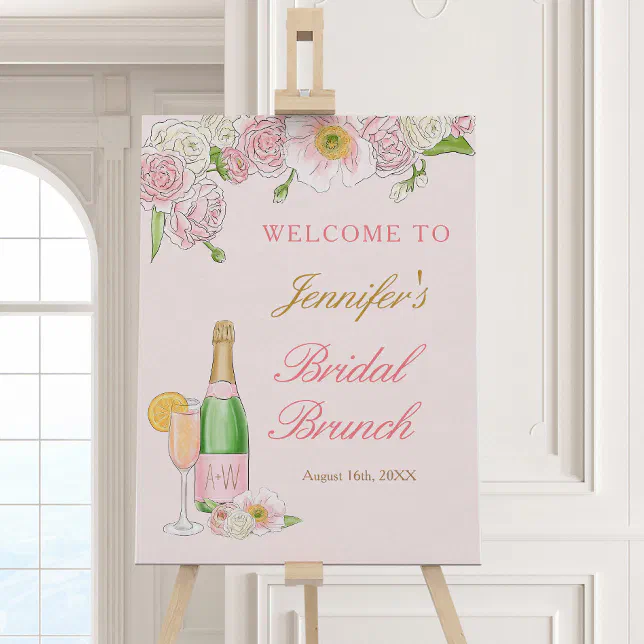 Floral Brunch and Bubbly Bridal Brunch Welcome Foam Board | Zazzle