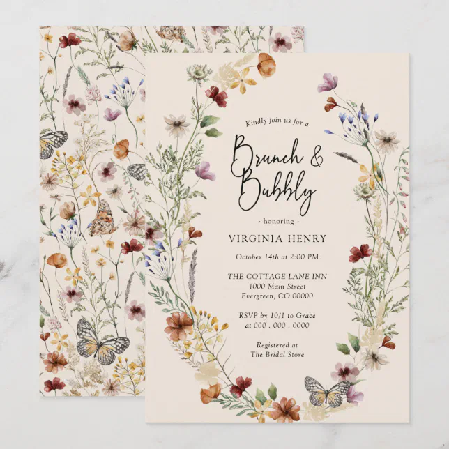 Floral Brunch and Bubbly Invitation | Zazzle