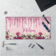 Floral Burgundy pink dripping glitter monogram Desk Mat | Zazzle