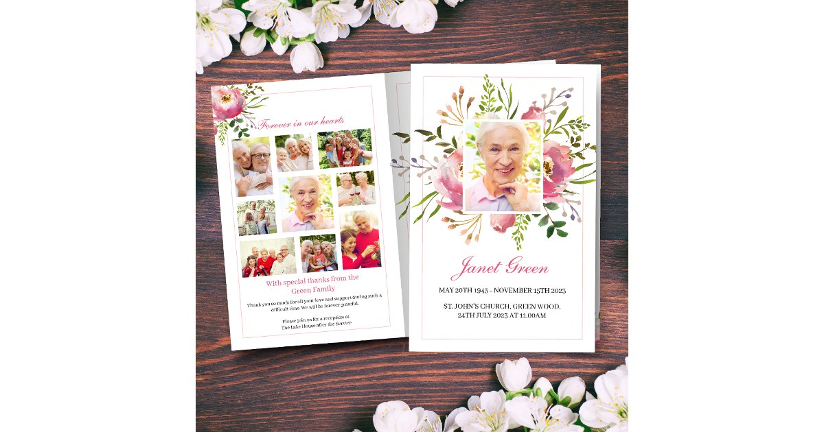 Floral Burst Funeral Program Template | Zazzle