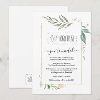 Floral Business Invitation - Add Logo | Zazzle