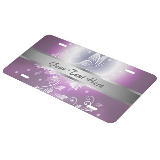 Floral Butterfly Fantasy Purple License Plate | Zazzle