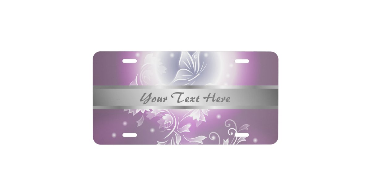 Floral Butterfly Fantasy Purple License Plate | Zazzle