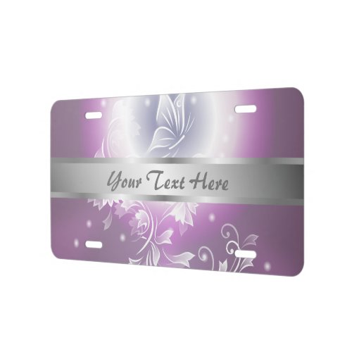 Floral Butterfly Fantasy Purple License Plate | Zazzle