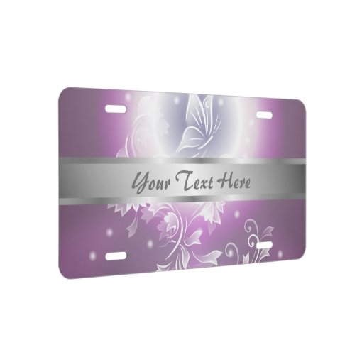 Floral Butterfly Fantasy Purple License Plate | Zazzle