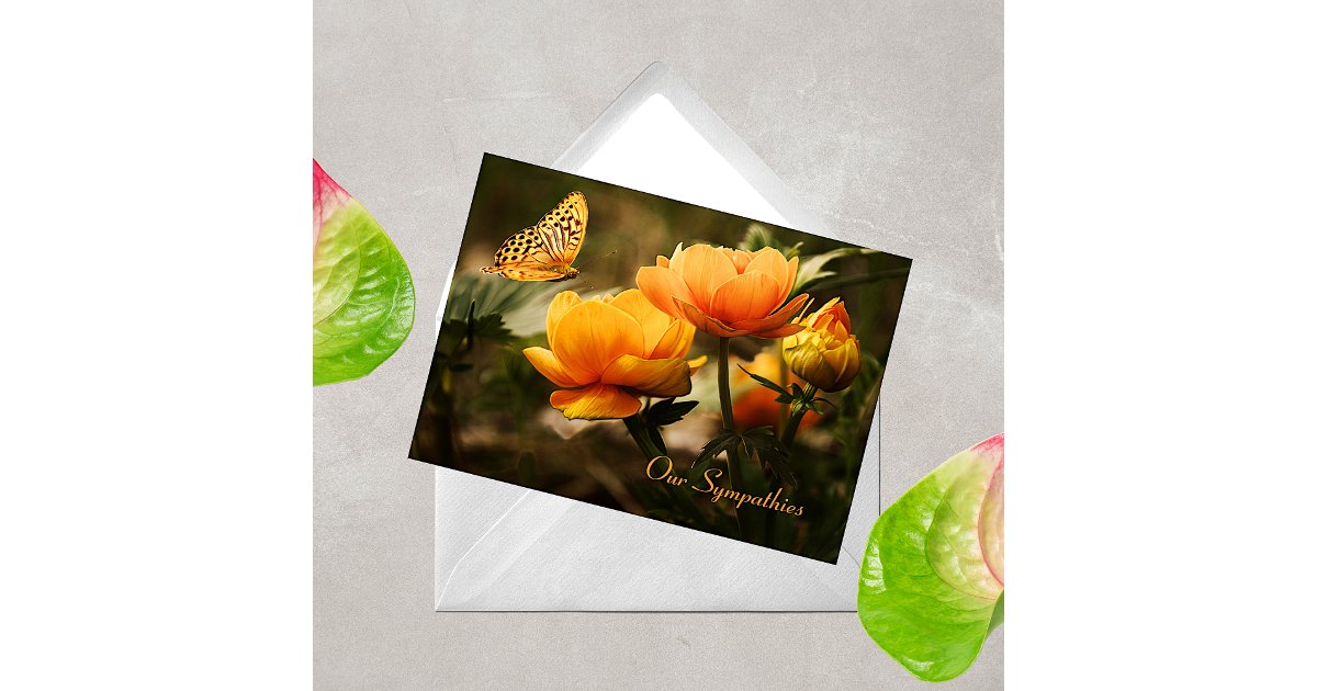 Floral Butterfly Sympathy Card | Zazzle