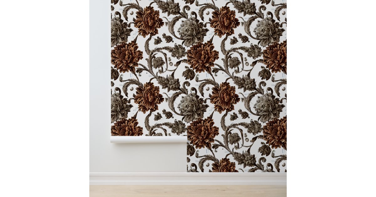 Floral byzantine english cottage flower mural wallpaper | Zazzle