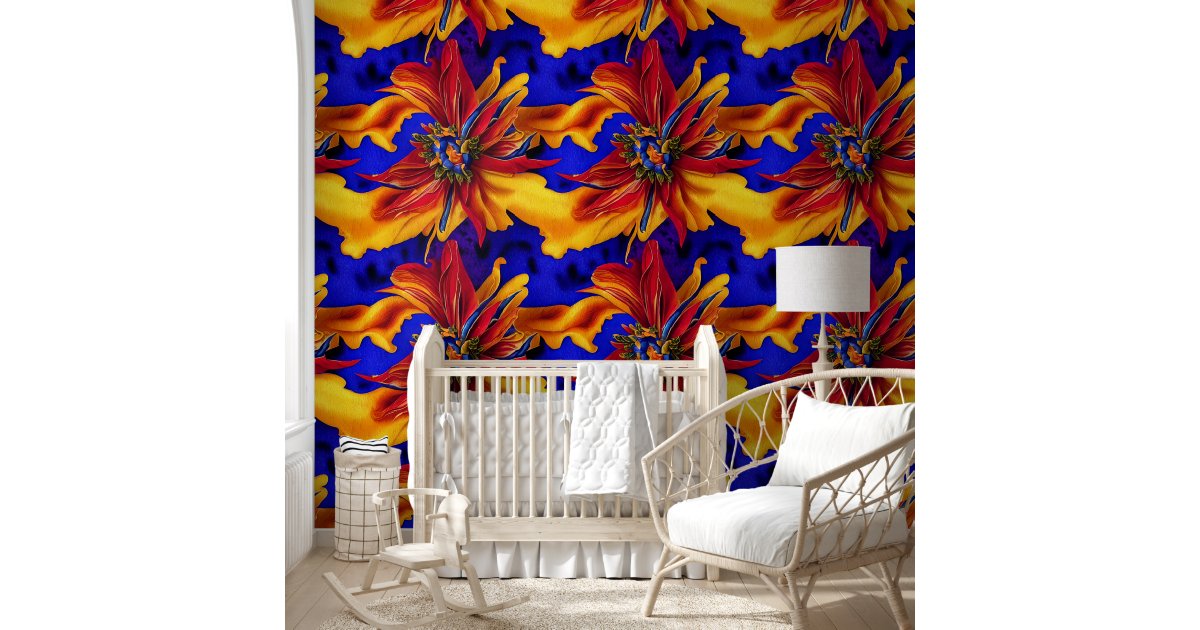 Floral Byzantine flame flower regal pattern chic Wallpaper | Zazzle