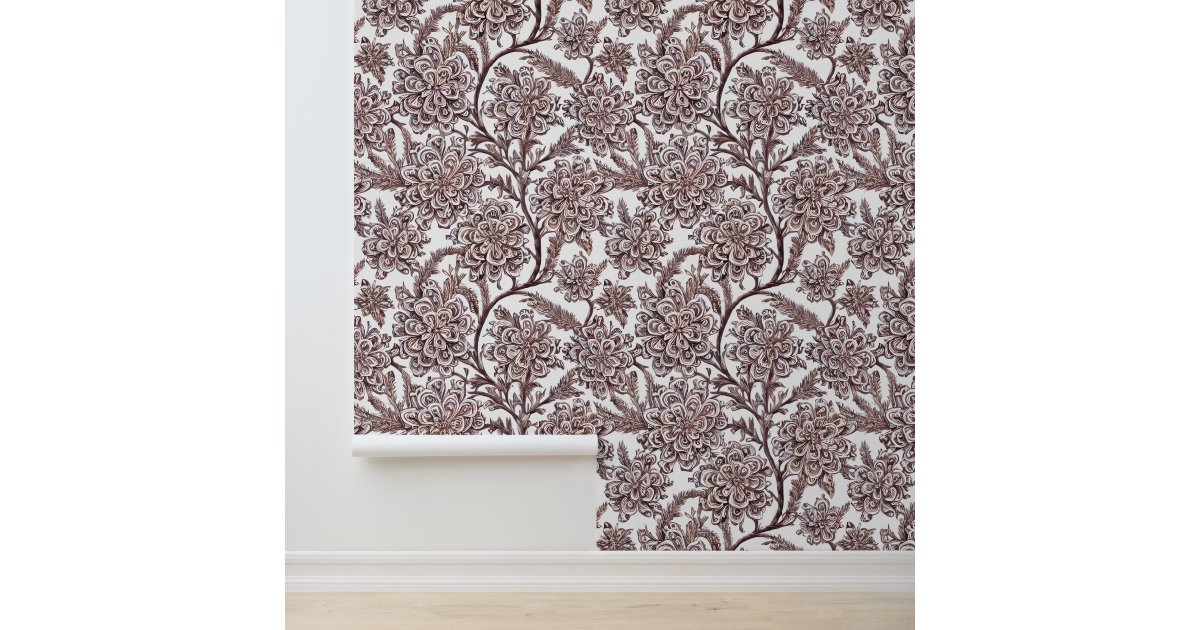 Floral byzantine flower collage vintage country wallpaper | Zazzle