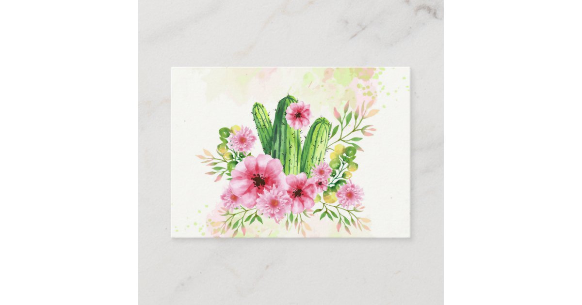 Floral Cactus Business Card | Zazzle