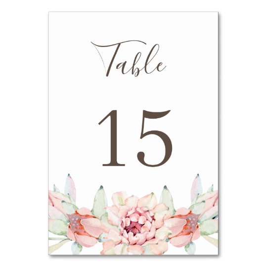 Floral cactus & succulent. Botanical wedding Table Number | Zazzle.com