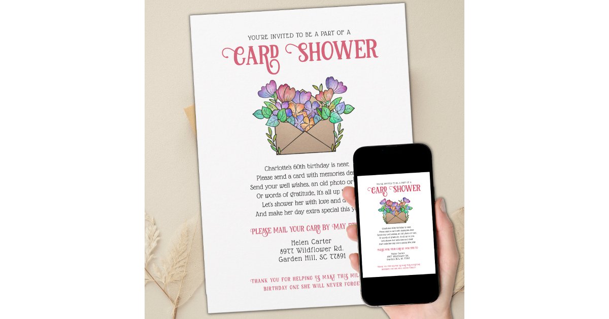 Floral Card Shower by Mail Birthday | Zazzle