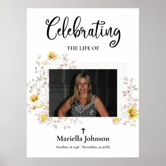 Floral Celebrating the life Funeral Poster | Zazzle