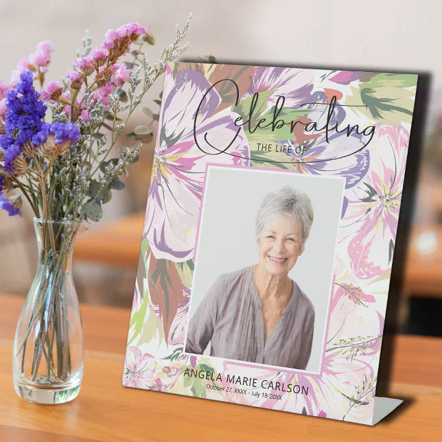 Floral Celebration of Life Funeral Pedestal Sign | Zazzle