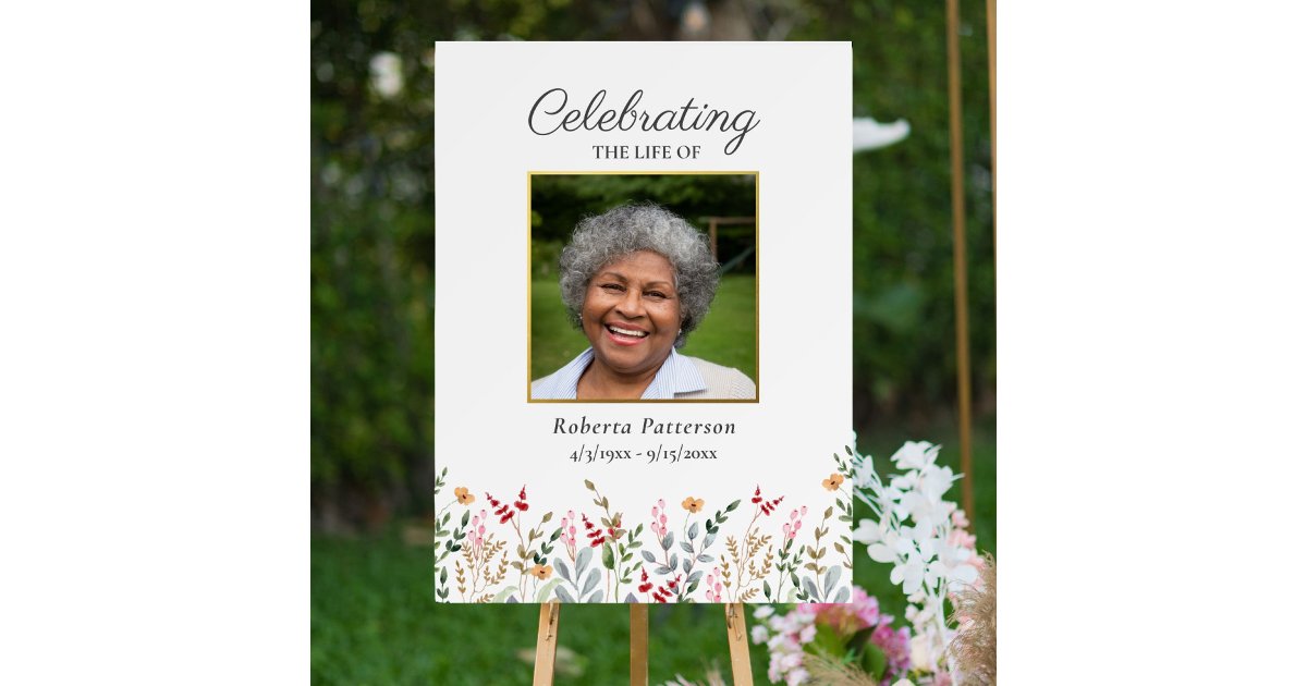 Floral Celebration of Life Photo Welcome Funeral Foam Board | Zazzle