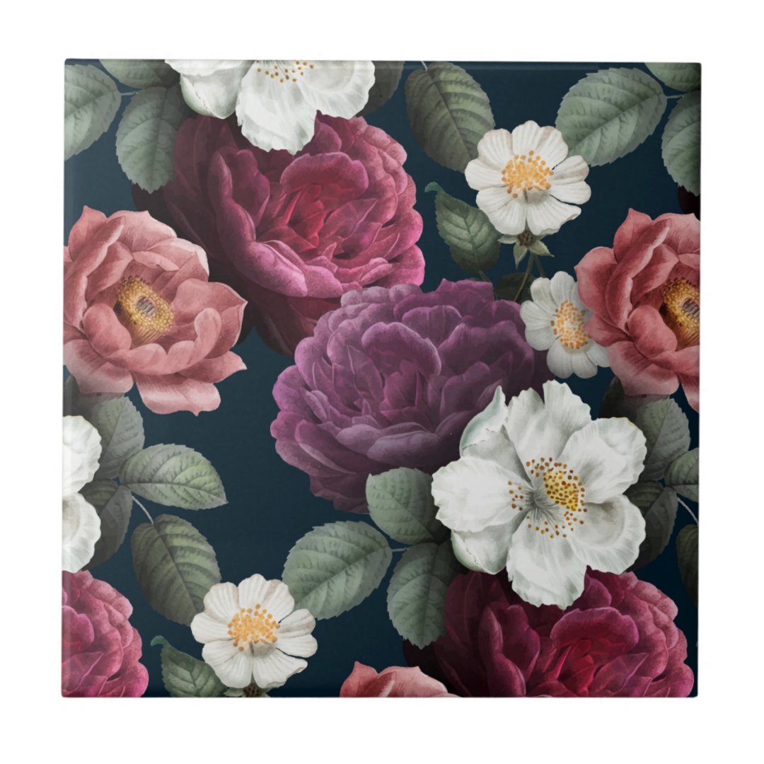 Floral Ceramic Tile | Zazzle
