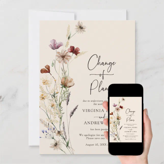 Floral Change Of Plans Invitation | Zazzle