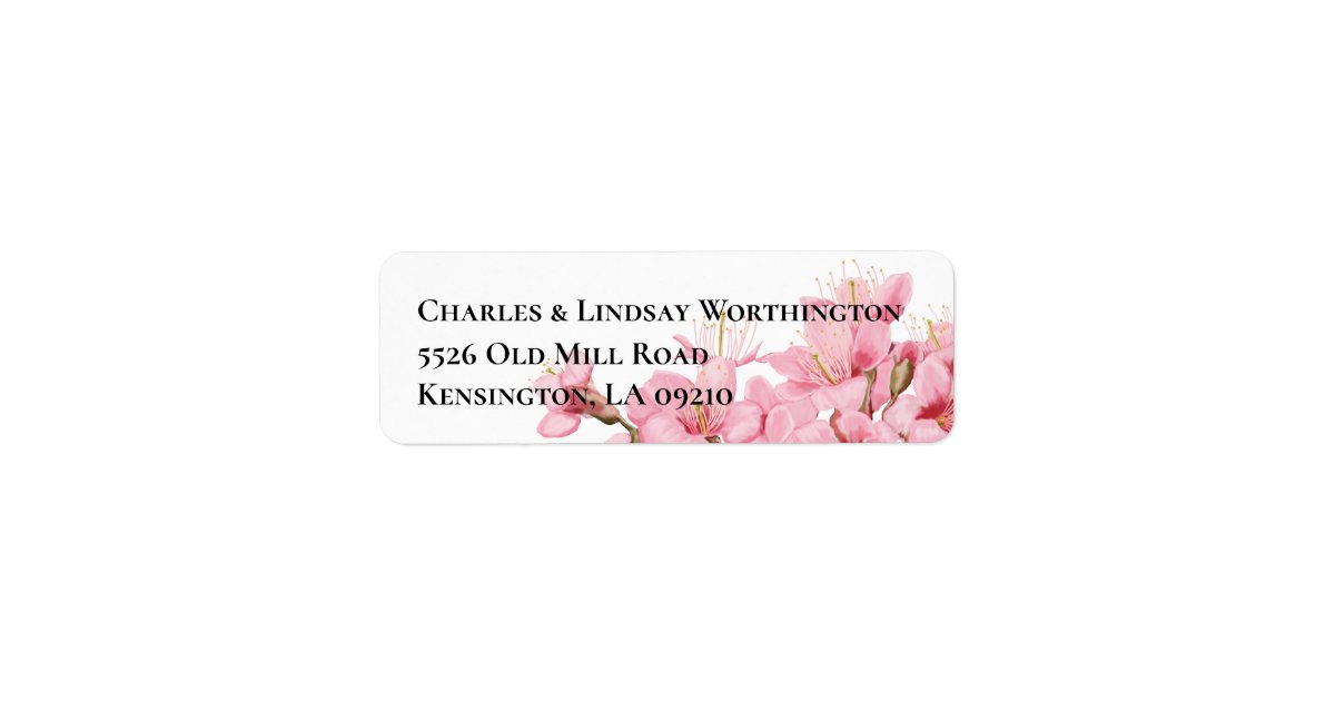 Floral cherry blossom address label | Zazzle