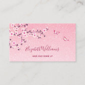 Floral Cherry Blossom Pink Glitter QR Code Business Card | Zazzle