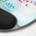 Floral Cherry Blossom Pink Turquoise Personalize Gel Mouse Pad | Zazzle