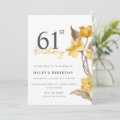 Floral Chic Elegant Simple Yellow 61st Birthday Invitation | Zazzle