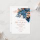 Floral Chic Indigo Rust Wedding Invitation | Zazzle