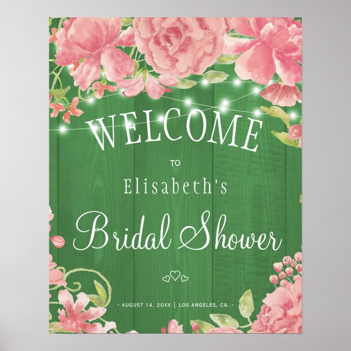 Floral chic rustic bridal shower welcome sign | Zazzle