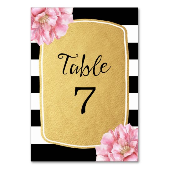 Floral Chic Table Number Card / Gold | Zazzle.com