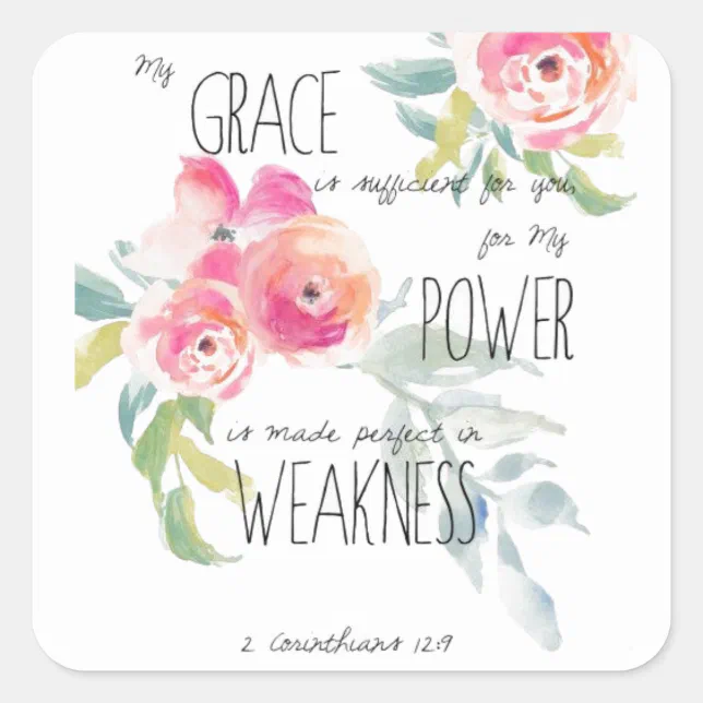 Floral Christian Bible Scripture Verse Square Sticker | Zazzle