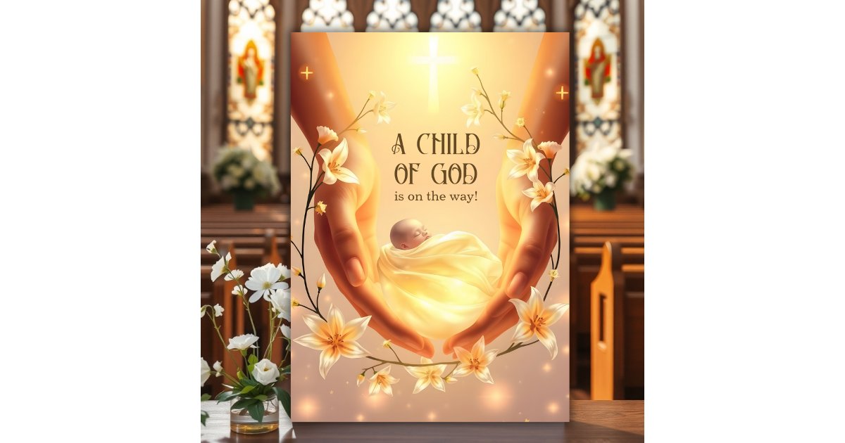 Floral Christian Child of God Baby Shower Invitation | Zazzle