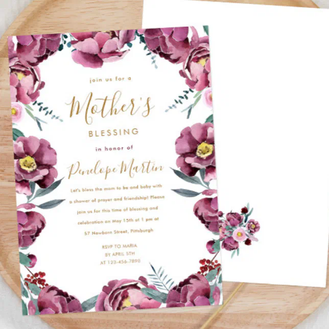 Floral Christian Mother and Baby Blessing Party Invitation | Zazzle