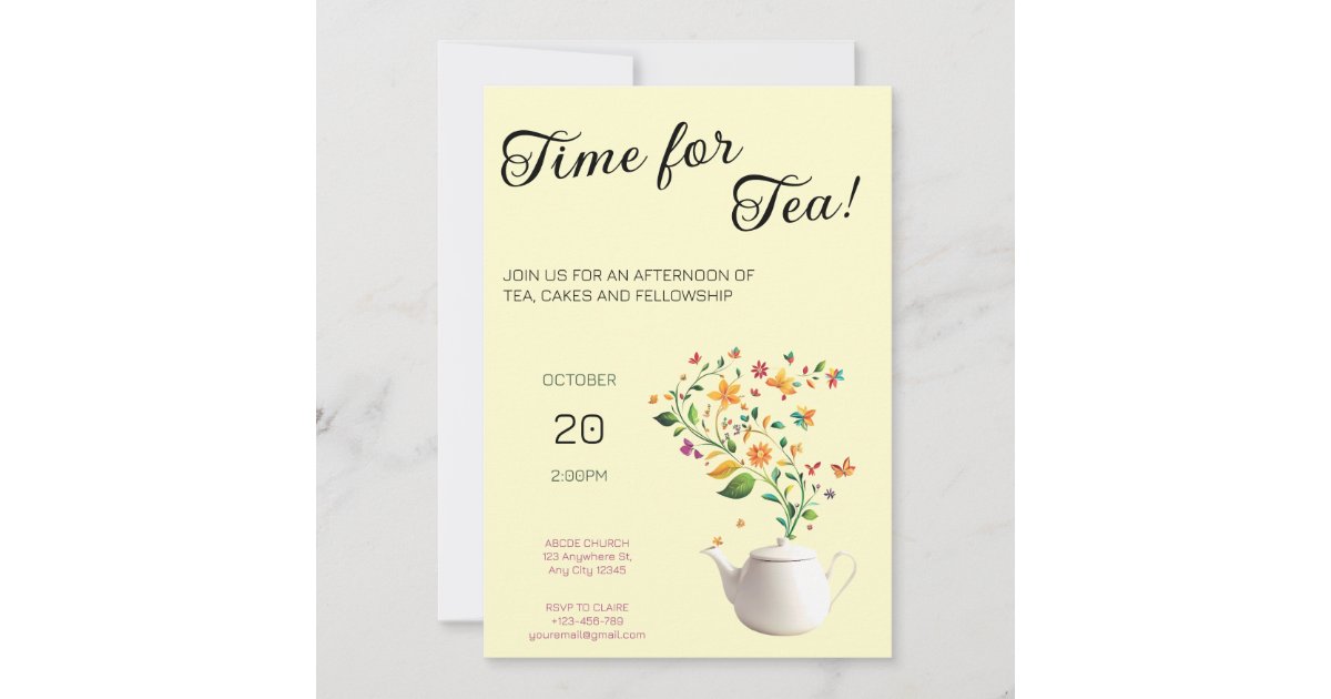 Floral Christian Tea Party Invitation | Zazzle