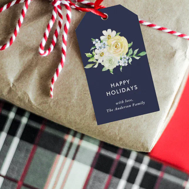 Floral Christmas Bouquet Gift Tags | Zazzle