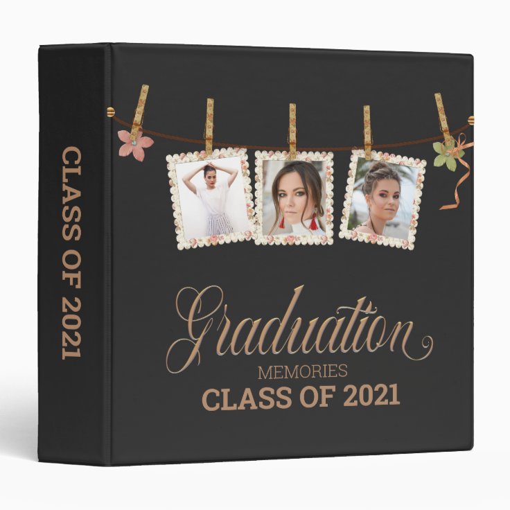 Floral Clothesline Graduation Photo Memory Album 3 Ring Binder | Zazzle