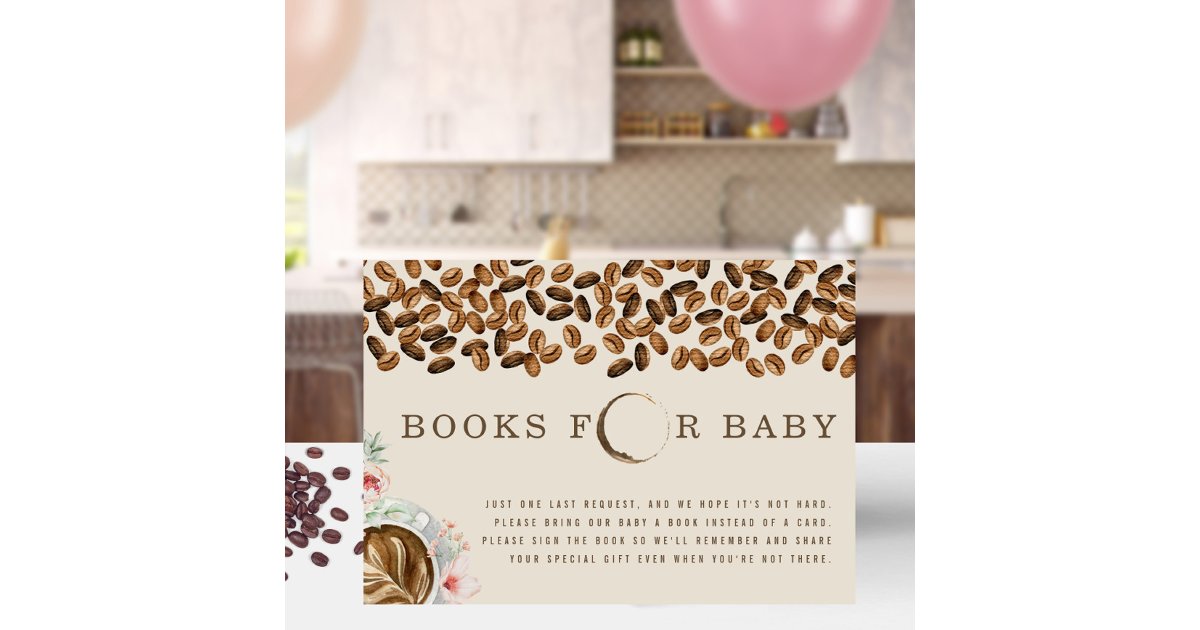 Floral Coffee Baby Shower Book Request Invitation | Zazzle