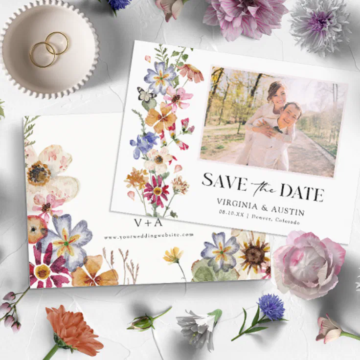 Floral Colorful Save The Date | Zazzle