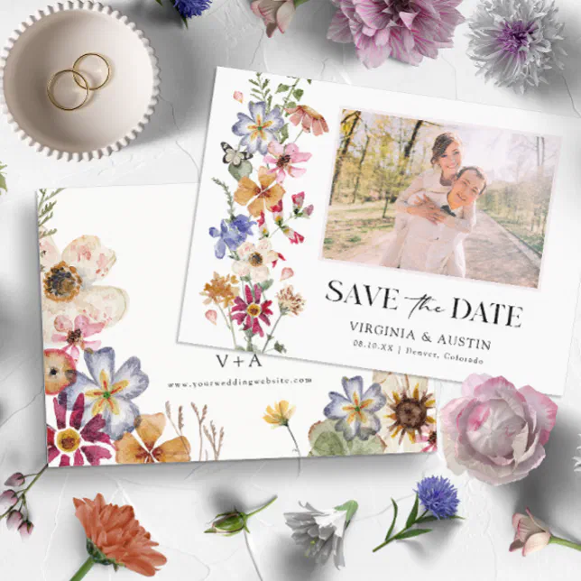 Floral Colorful Save The Date | Zazzle