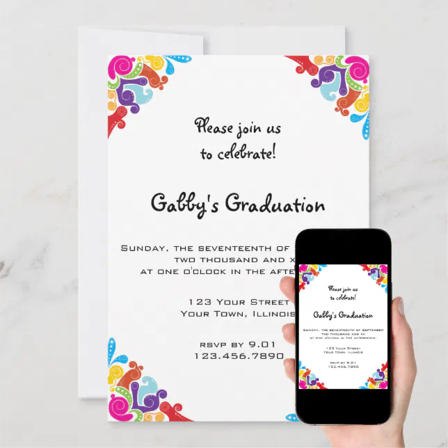 Floral Corners Graduation Party Invitation | Zazzle