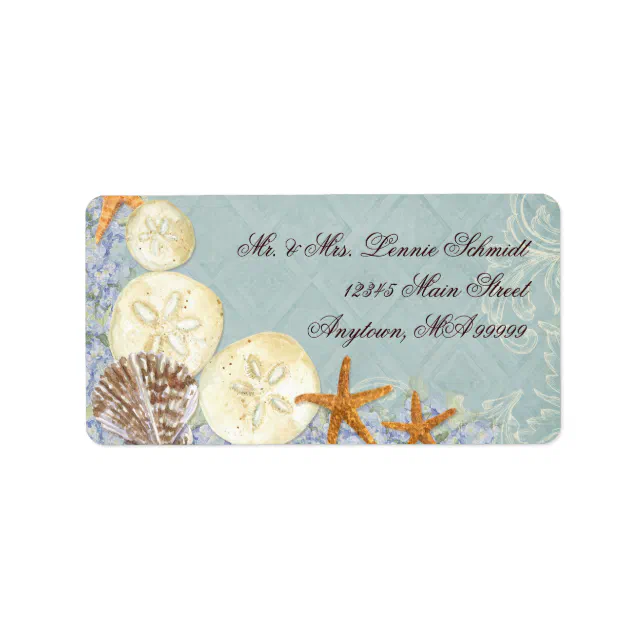 Floral Cottage by the Sea Shells Beachy Wedding Label | Zazzle
