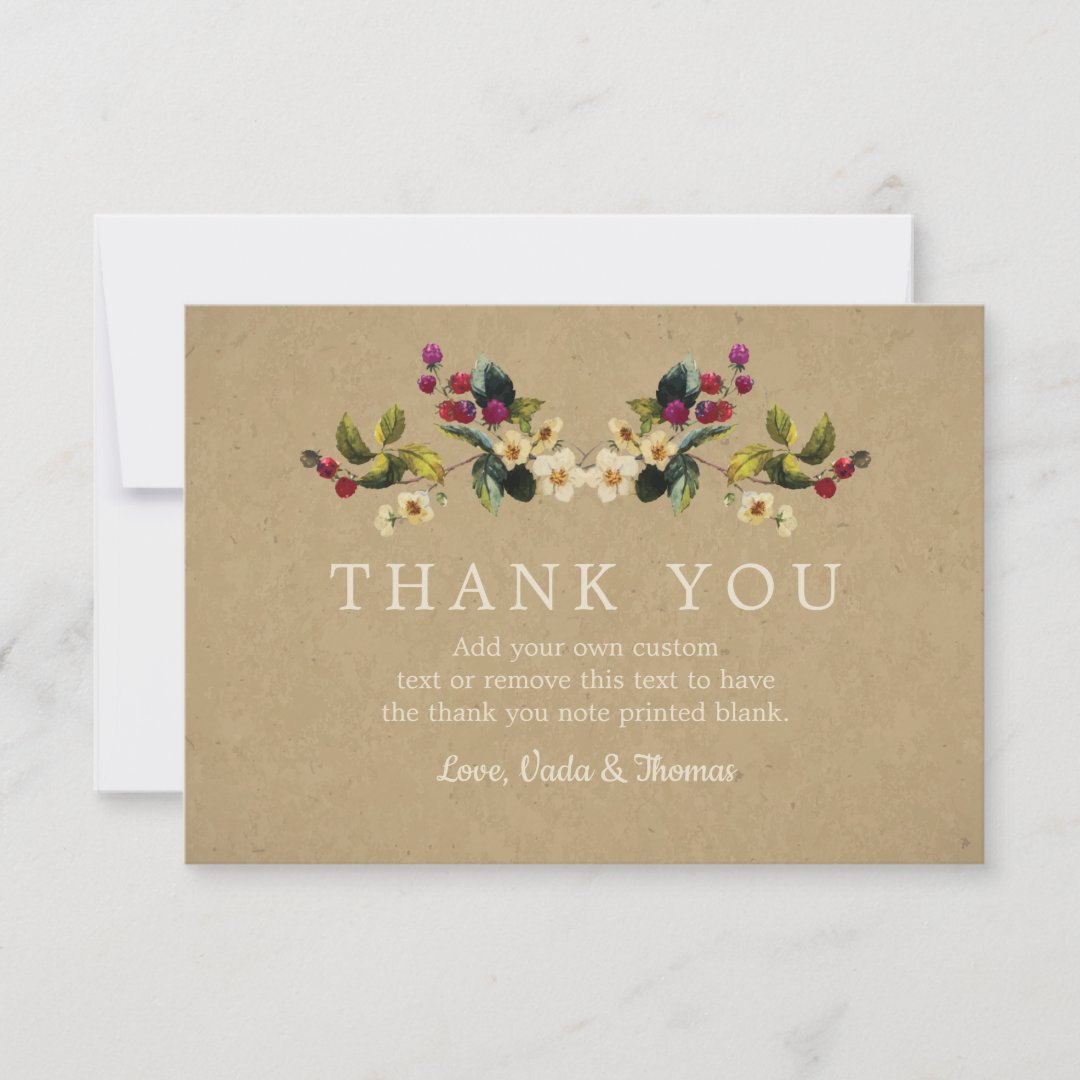 Floral Country Thank You Cards | Zazzle