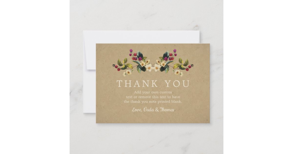 Floral Country Thank You Cards | Zazzle