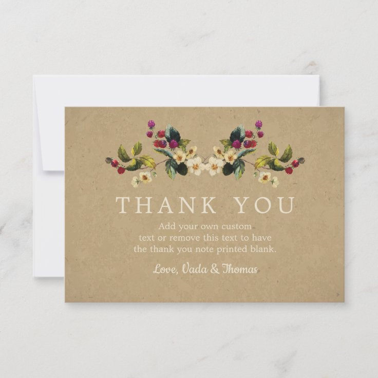 Floral Country Thank You Cards | Zazzle