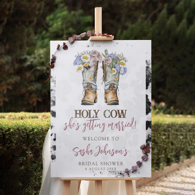 Floral Cowboy Boots Bridal Shower Welcome Sign | Zazzle