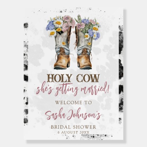 Floral Cowboy Boots Bridal Shower Welcome Sign | Zazzle