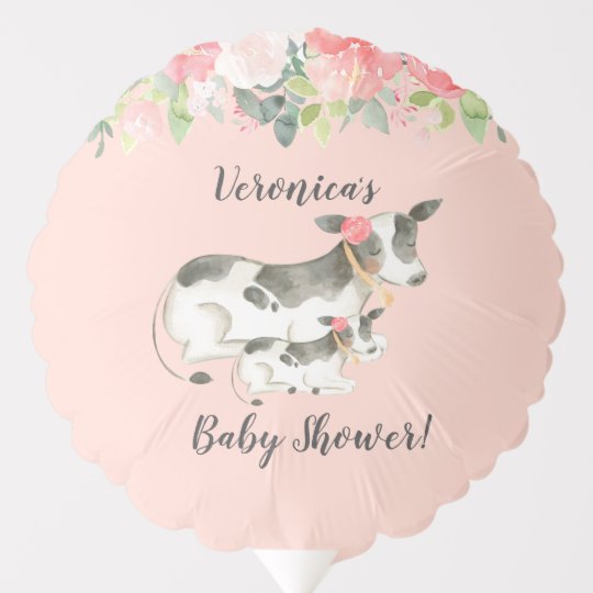 Floral Cows Farm Girl Baby Shower Balloon | Zazzle.com
