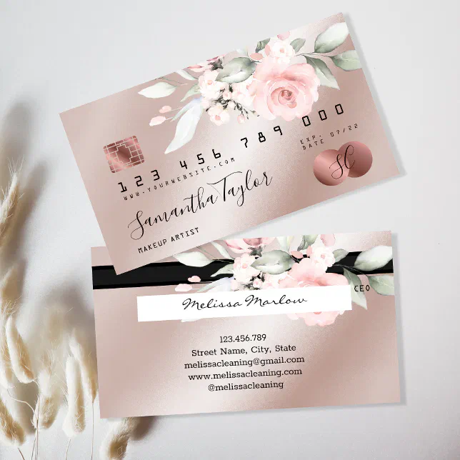 floral credit card rose gold | Zazzle